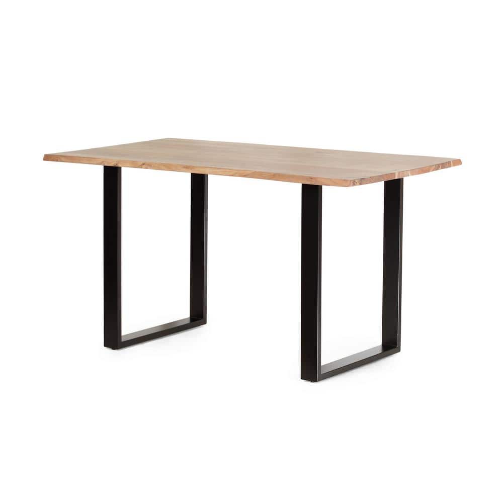 Noble House Damia 55 in. Rectangle Natural Wood Sled Dining Table with ...
