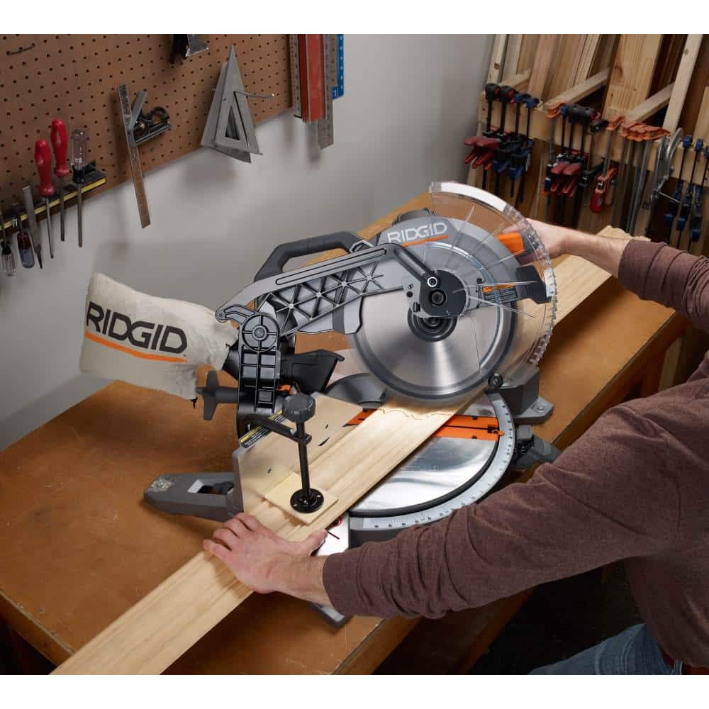 Buy 15 Amp Corded 12 in. Dual Bevel Miter Saw with LED and Pneumatic 18 ...