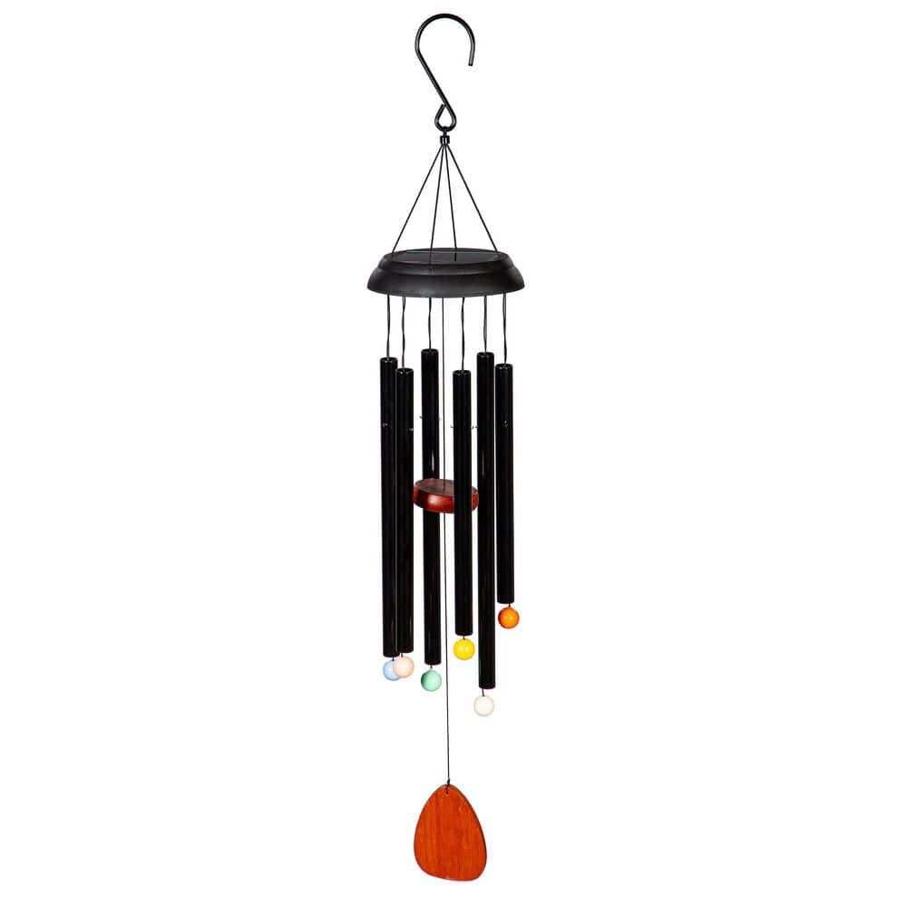 Evergreen 33 ft. Black Voice Activated Solar Wind Chime 2WC2570 - The ...