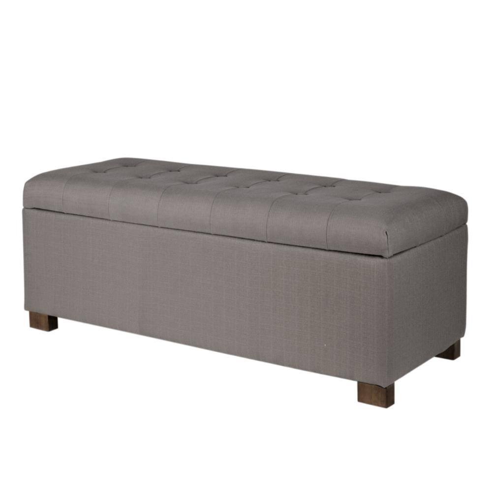 Benjara 46 in. Brown Backless Bedroom Bench with Button Tufted Hinged ...