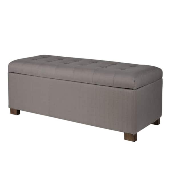 Benjara 46 in. Brown Backless Bedroom Bench with Button Tufted Hinged ...
