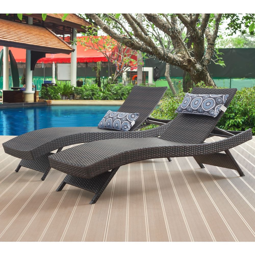EDYO LIVING Brown All-Weather Adjustable Resin Outdoor Patio Chaise ...