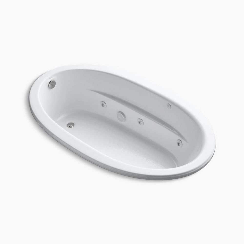 KOHLER Sunward 72 in. x 42 in. Oval Whirlpool Bathtub with Left Drain ...
