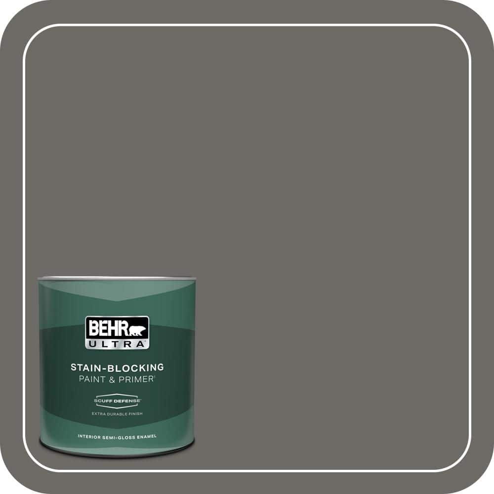 BEHR ULTRA 1 qt. #PPU18-18 Mined Coal Extra Durable Semi-Gloss Enamel ...