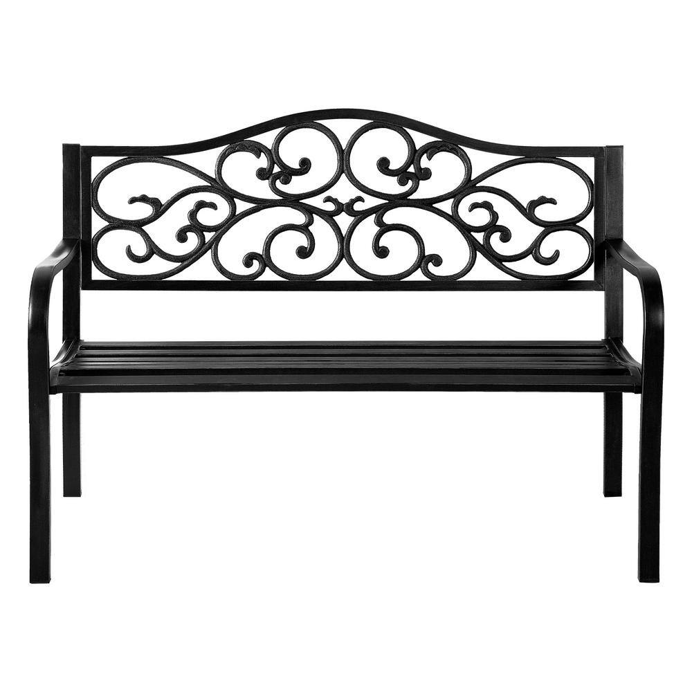 Dovelina 50 in. Metal Outdoor Garden Bench Patio Garden Bench Wave ...