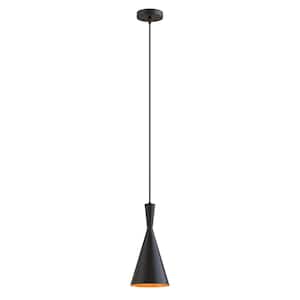 CANARM Orli 1-Light Matte Black Pendant Light with Metal Shade ...