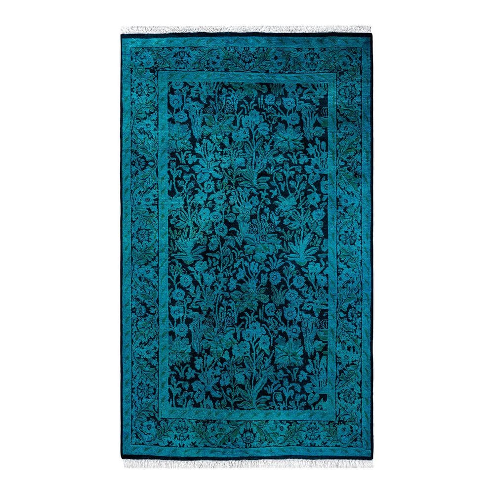 Chloe & Olivia Home Overdyed Black 3 ft. x 5 ft. Solid Wool Indoor Area ...