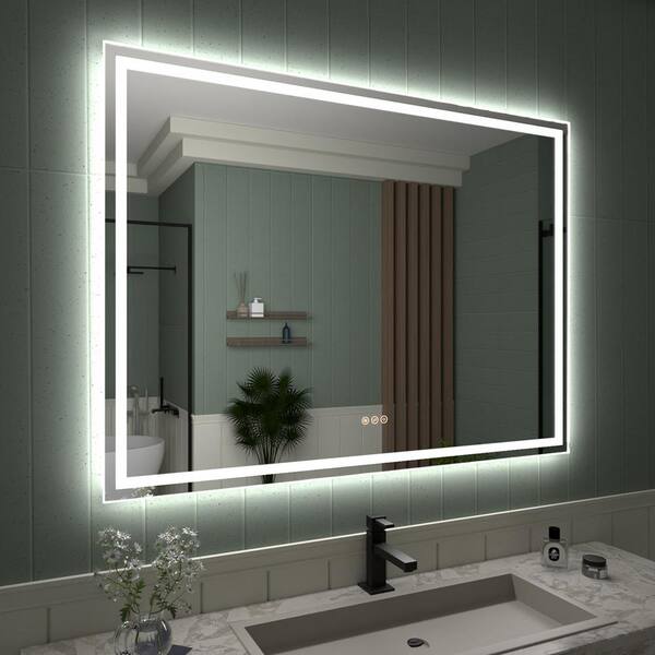 TaiMei 48 in. W x 36 in. H Rectangular Frameless LED Light Anti-Fog ...