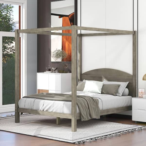 Wooden platform canopy bed store