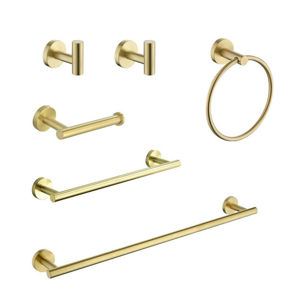 6-Piece Stainless Steel Bathroom Hardware Set in Brushed Gold, for ...
