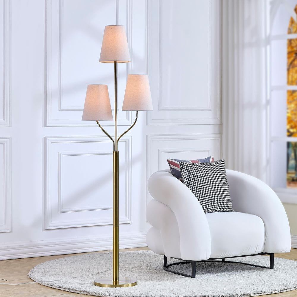 Maxax 65 in. White Vintage Tree 3-Light Standard Living Room Bedroom ...