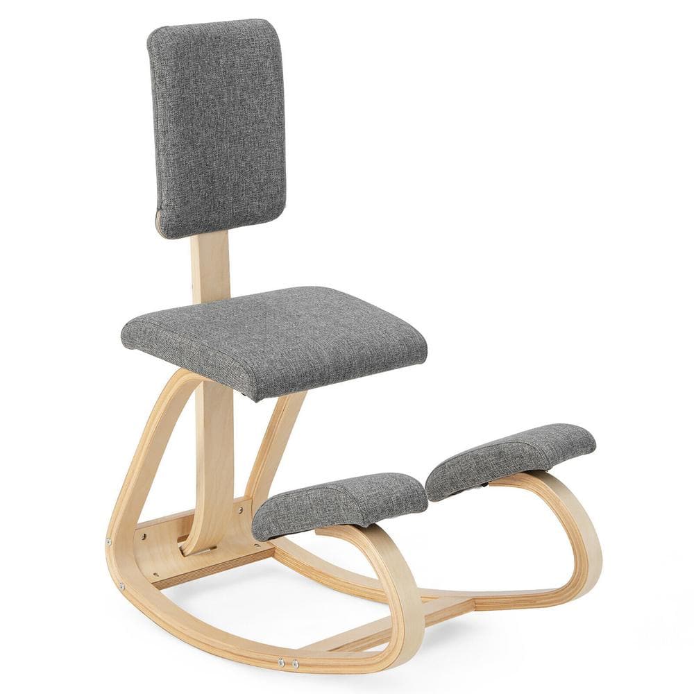 Gymax Ergonomic Kneeling Chair Upright Posture Polyester Support Chair With Backrest Gym11902