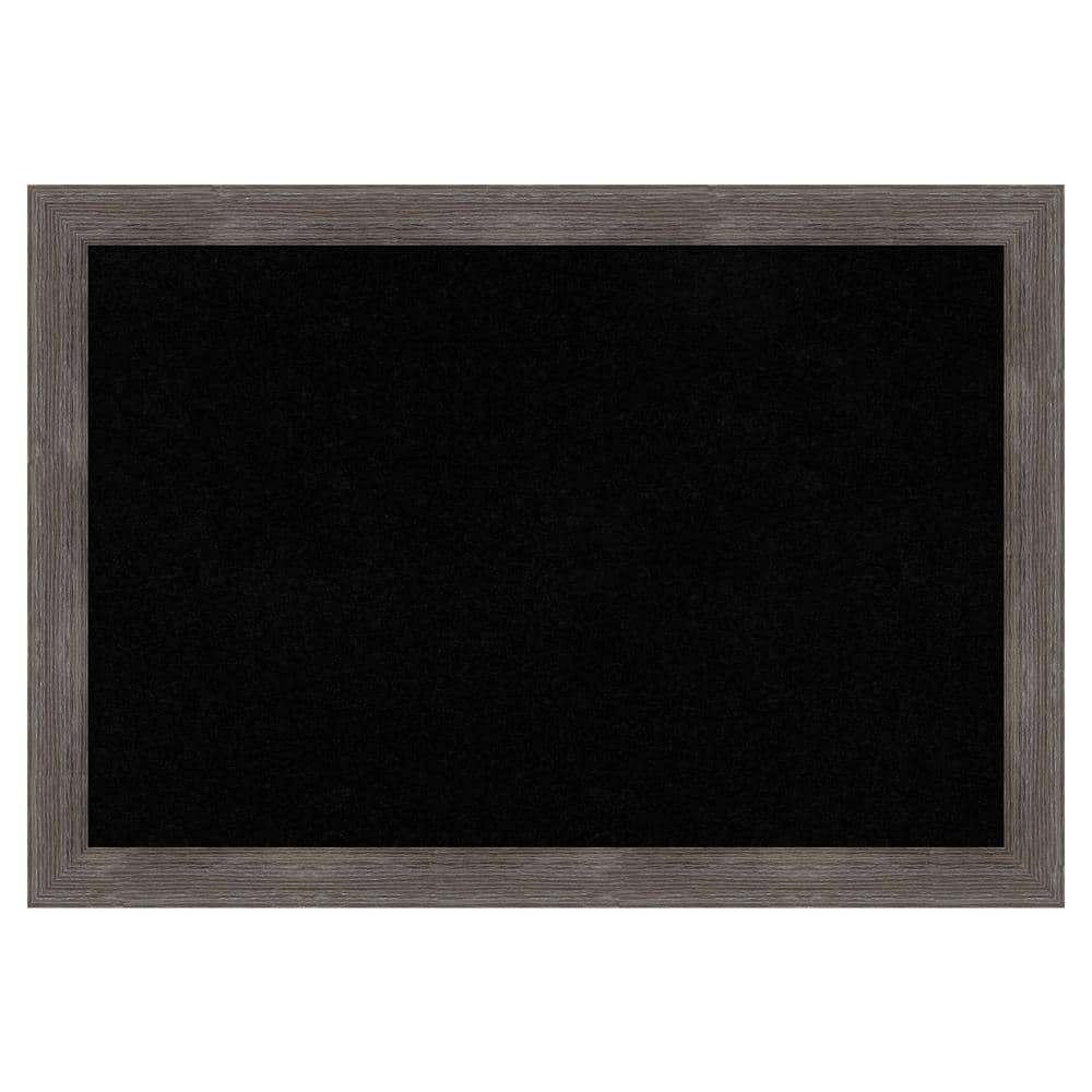 Amanti Art Pinstripe Lead Grey Wood Framed Black Corkboard 27 in. x 19 ...