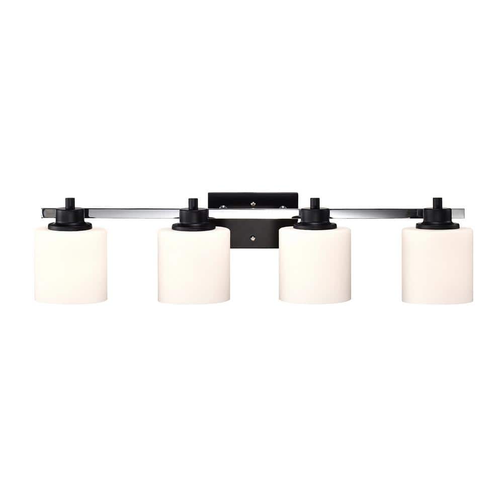 Edvivi 33.25 in. 4-Light Black and Chrome Finish Vanity Light with ...