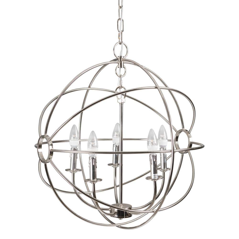 Yosemite Home Decor Shooting Star 5-Light Nickel Plated Chandelier ...
