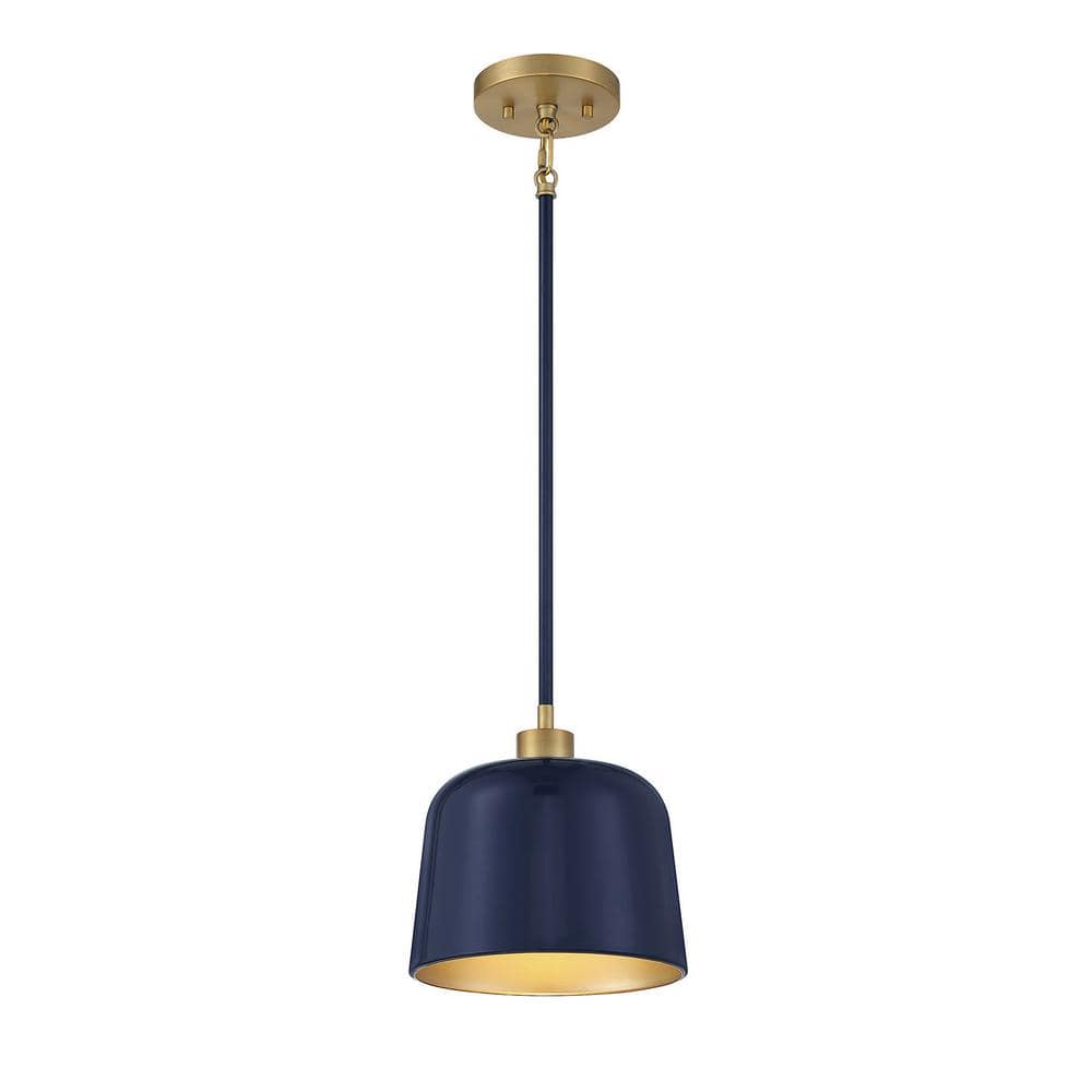 Savoy House 9 in. W x 9 in. H 1-Light Navy Blue and Natural Brass ...