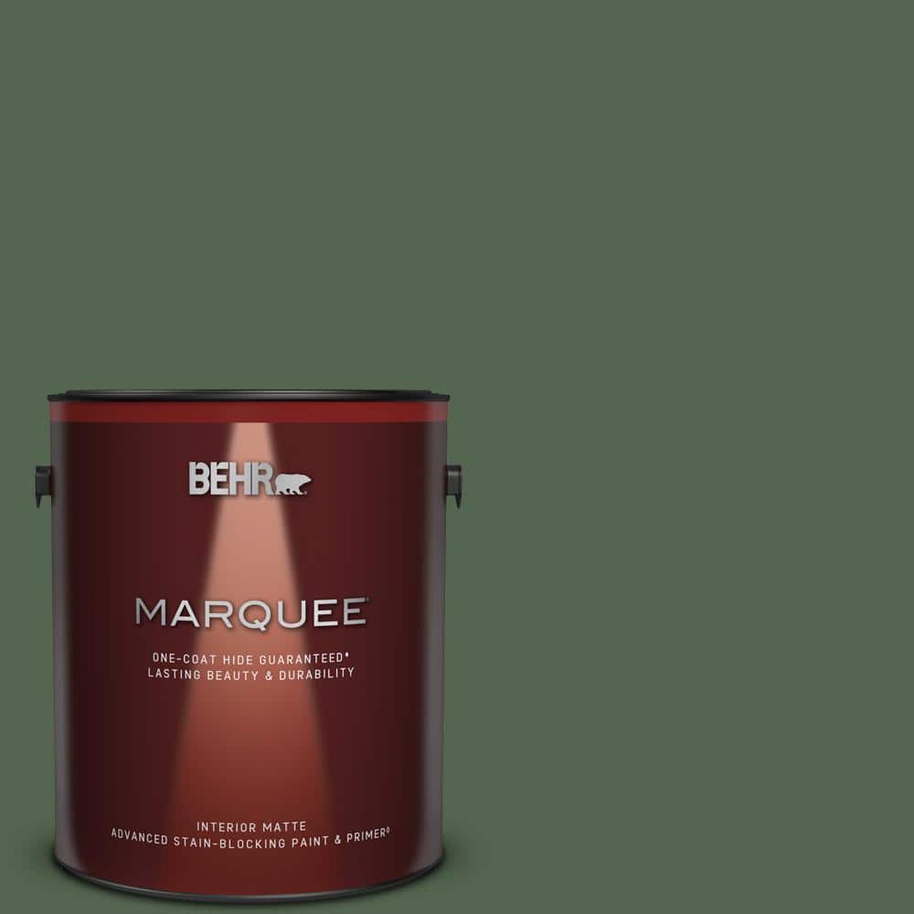 BEHR MARQUEE 1 gal. #S410-7 Equestrian Green One-Coat Hide Matte ...