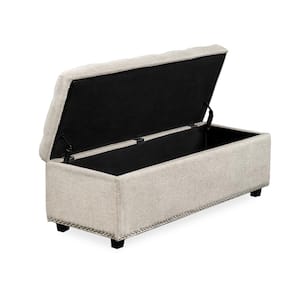Furniture of America Cole Linen Off White 48 in. Upholstered Bedroom ...