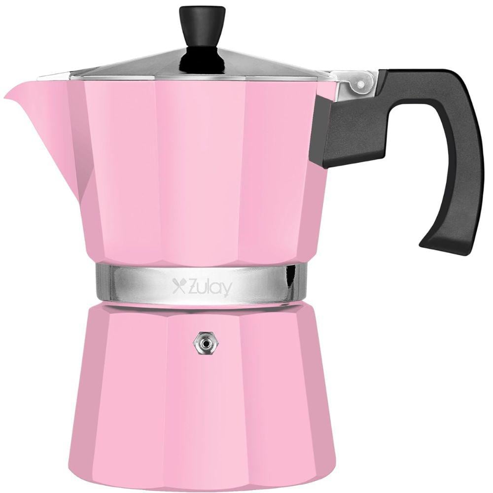 Zulay Kitchen 3-Cup Premium Moka Pot Stovetop Espresso Maker-Pink Z-MK ...