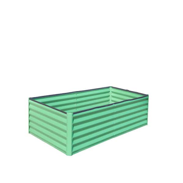 6 ft. L x 3 ft. W x 1.5 ft. H Green Steel Raised Bed Planter Box for ...