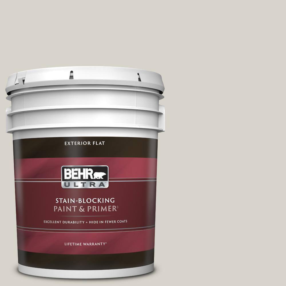 BEHR ULTRA 5 gal. #PPU25-10 Soft Secret Flat Exterior Paint & Primer ...