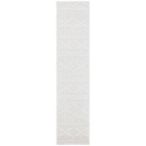 SAFAVIEH Tulum Ivory/Light Gray 2 ft. x 7 ft. Striped Tribal Geometric ...