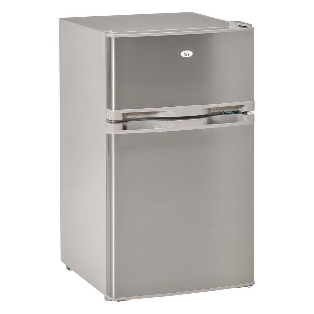 HOMCOM 3 cu. ft Compact Silver Mini Refrigerator, Adjustable ...