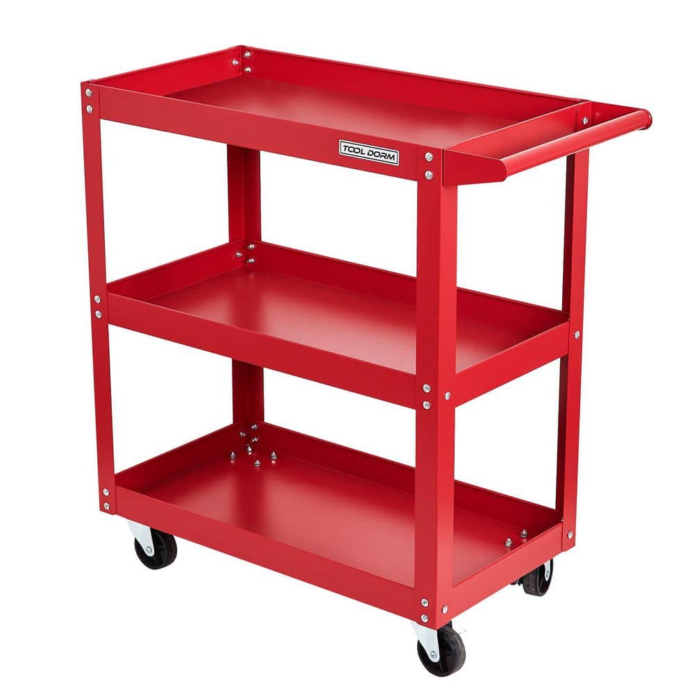 3-Tier Red Metal Plant Stand Garden Cart, Tool Cart Red with Tiered ...