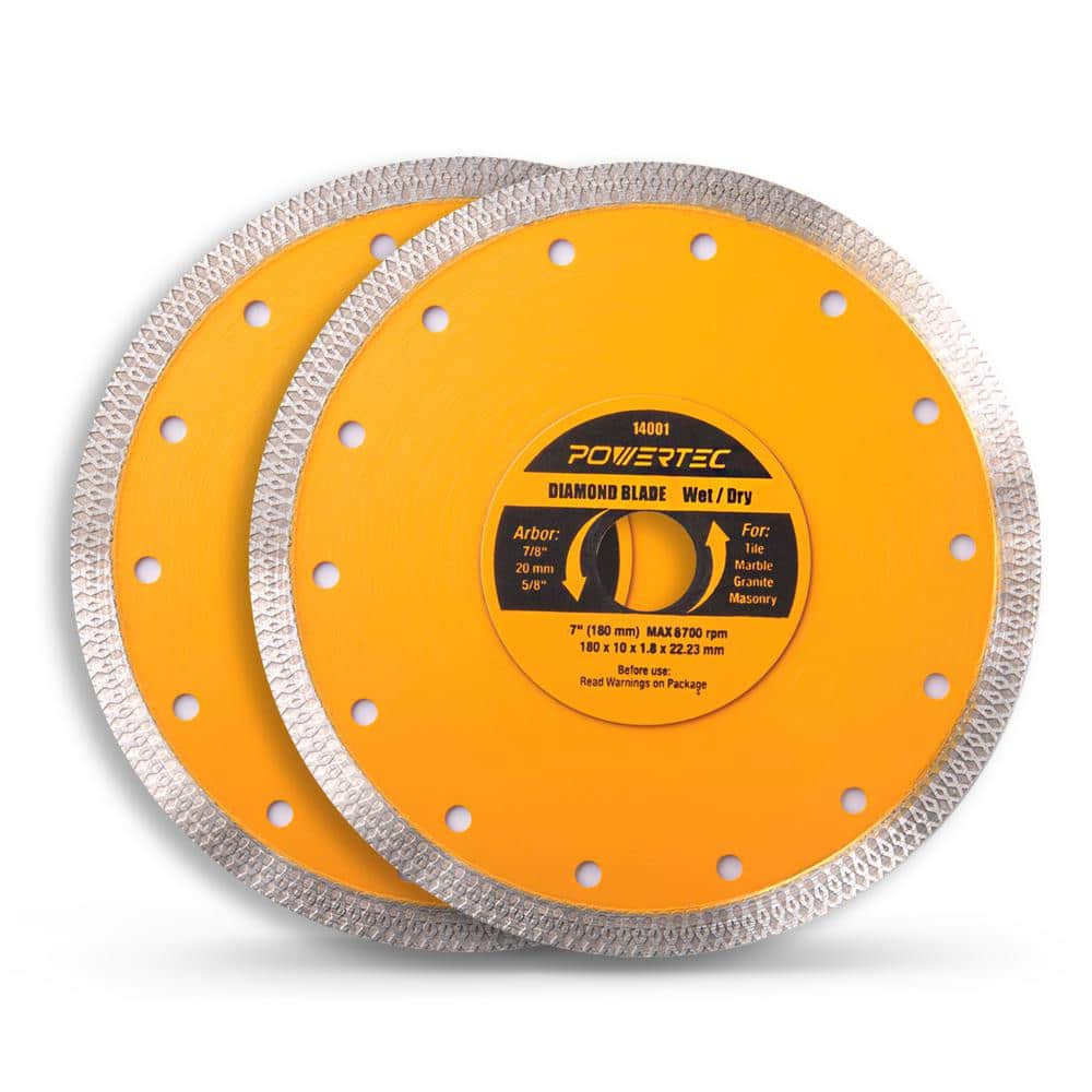 POWERTEC 7 in. Turbo Mesh Rim Diamond Blade for Tile Saw, for Cutting ...