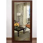 Oversized Dark Walnut Wood Cottage Farmhouse Rustic Mirror (65.5 in. H ...