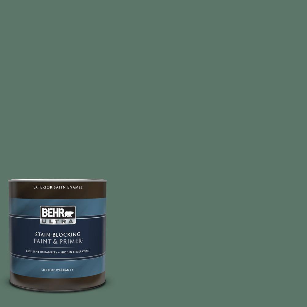 BEHR ULTRA 1 qt. #S420-6 Pine Brook Satin Enamel Exterior Paint ...