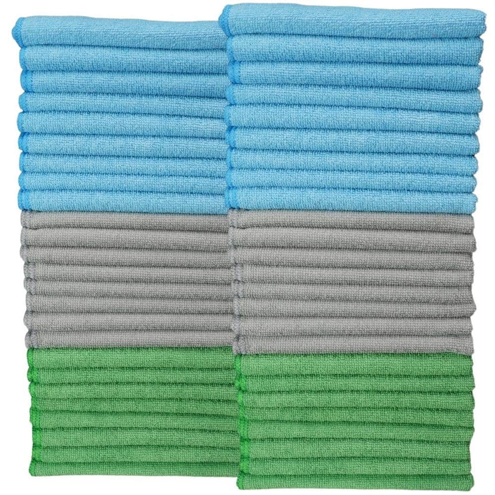 HOME-FLEX 16 in. x 16 in. Multi-Purpose Microfiber Towel Multi Color ...