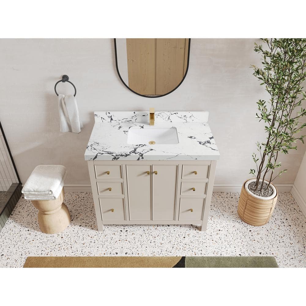 Willow Collections Chicago 42 in. Single Sink Freestanding Fine Grain ...