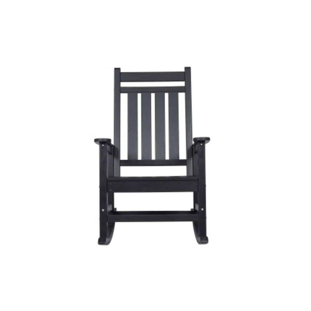 Dracelo Series Frame Black Solid Wood Outdoor Rocking Chair GT-218 ...