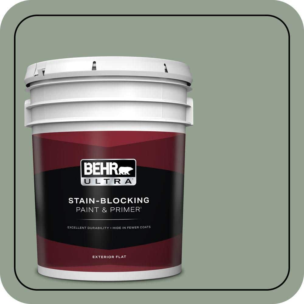 BEHR ULTRA 5 gal. #N400-4 Forest Path Flat Exterior Paint & Primer ...