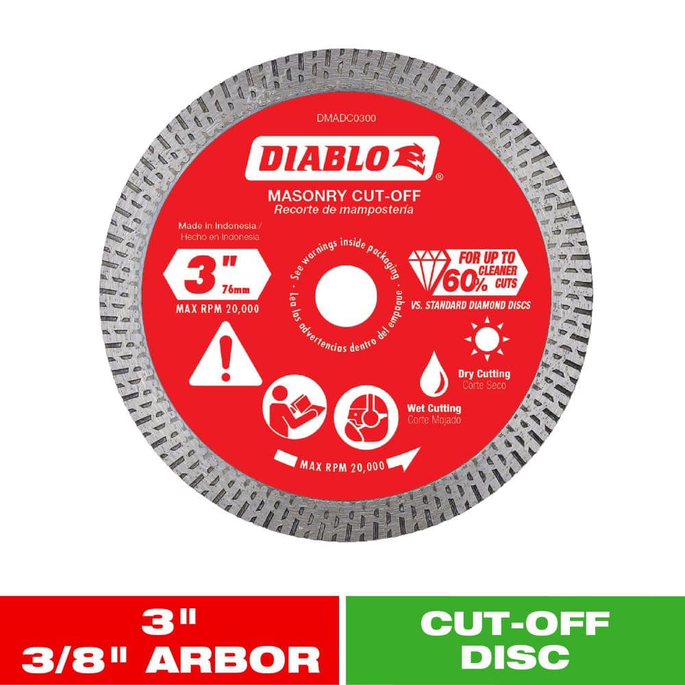 DIABLO 3 in. Diamond Blade Masonry Continuous Turbo Rim Cut-Off ...