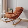 Harper & Bright Designs Brown Velvet Rocking Chair with Double Wing ...