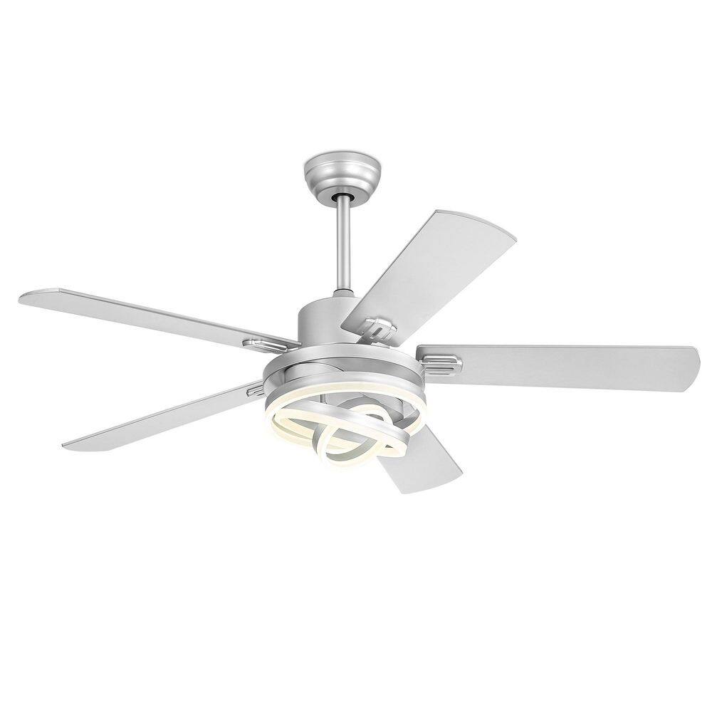 HINNIXY 52 in. Indoor Silver Farmhouse 6-Speed 5-Dual Finish Blade ...