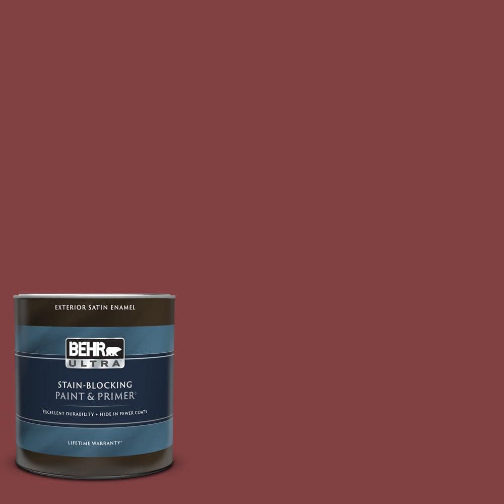 BEHR ULTRA 1 qt. #S-H-130 Red Wine Satin Enamel Exterior Paint & Primer ...