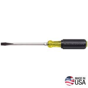 Klein Tools 1/4 in. Keystone-Tip Flat Head Screwdriver with 4 in. Round ...
