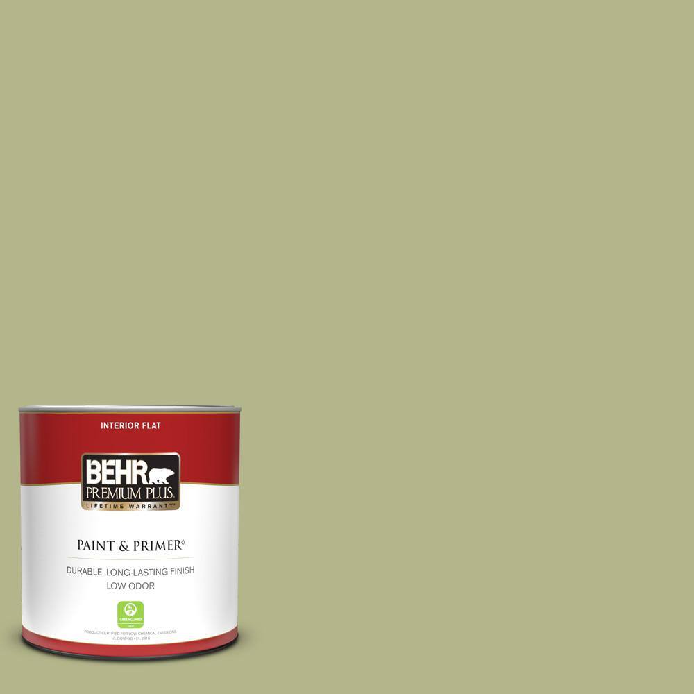 BEHR PREMIUM PLUS 1 qt. #M350-4 Sweet Grass Flat Low Odor Interior ...