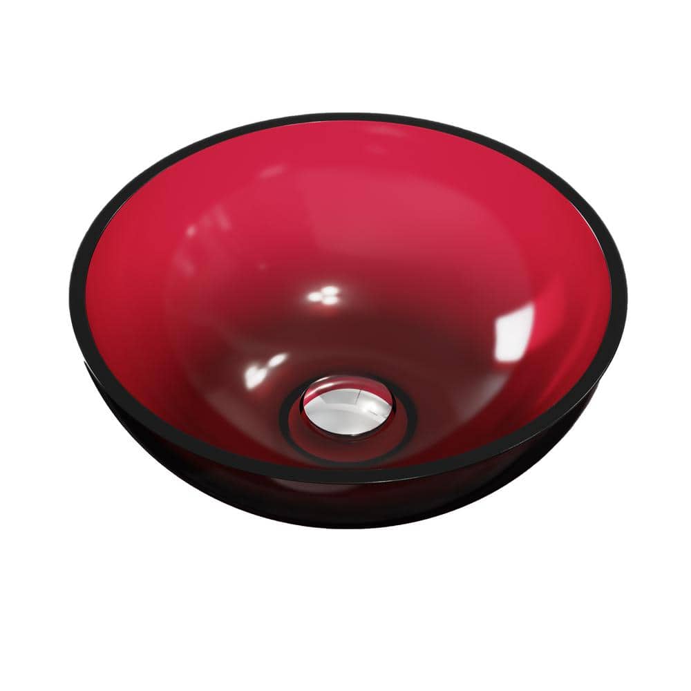 Wine Red Solid Surface Round Vessel Sink TYUBBS02-15WR - The Home Depot