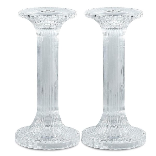Clear Crystal Taper Candle Holder 2-Pack Z09DHKB4MR - The Home Depot