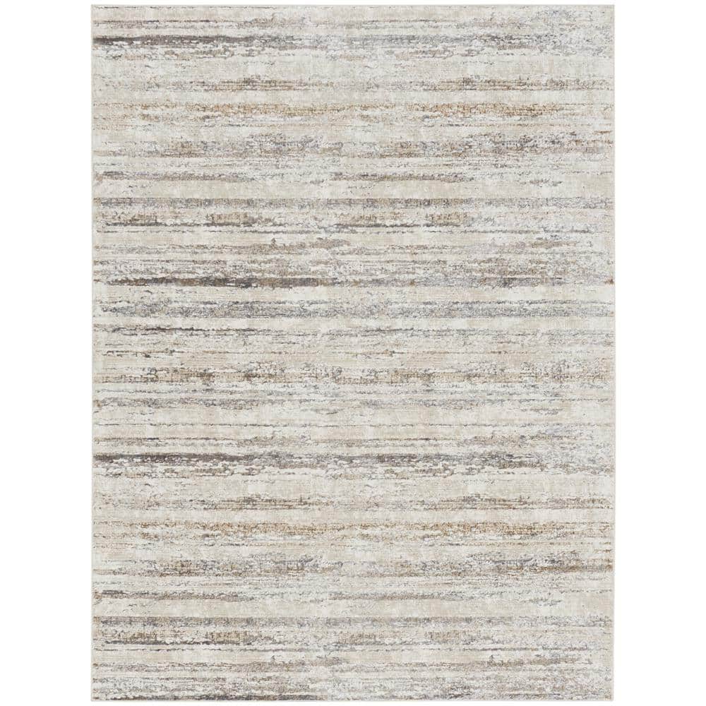 Nourison Glam Cream Grey 9 ft. x 12 ft. Contemporary Area Rug 914507 ...