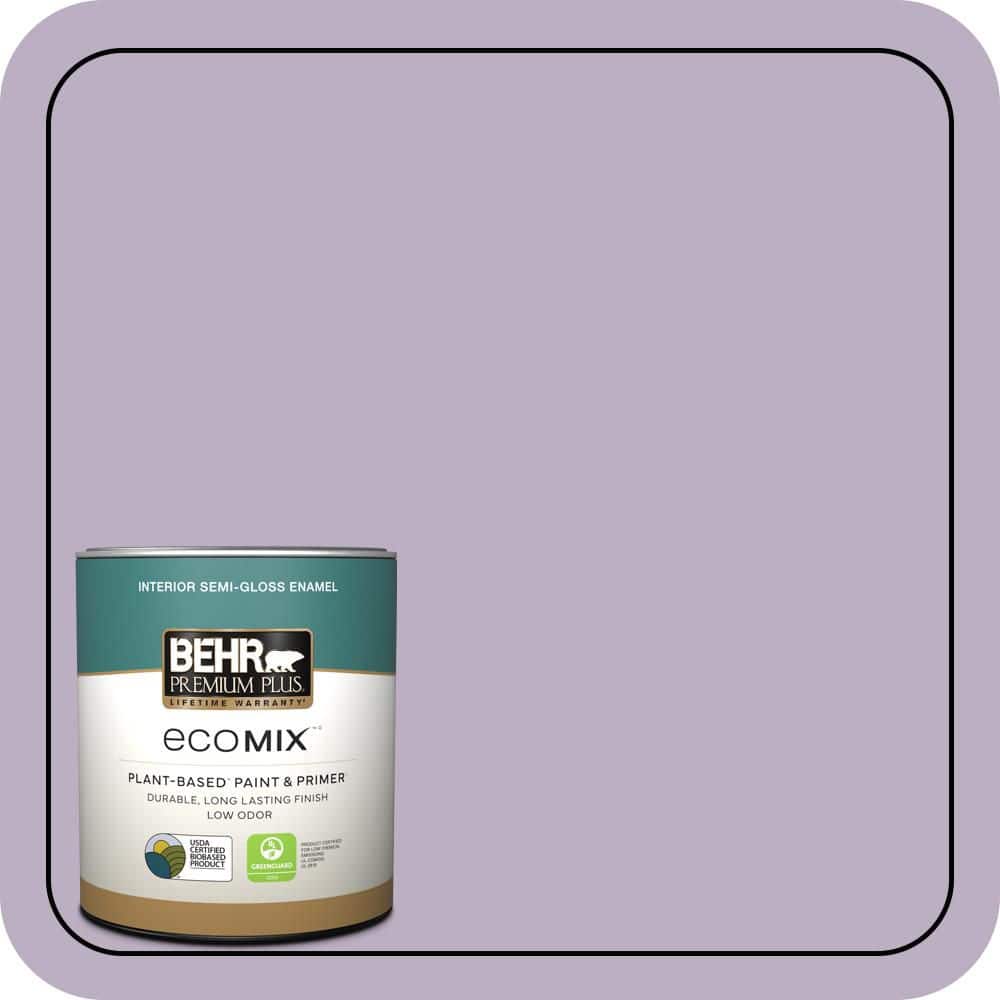 BEHR PREMIUM PLUS 1 qt. #S100-3 Courtly Purple Semi-Gloss Enamel EcoMix ...