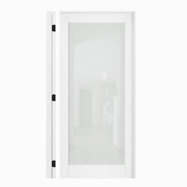 EH PUERTA 28 in. x 80 in. 1-Lite Frosted Glass Left Hand White Solid ...