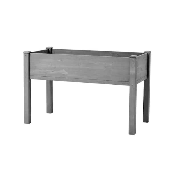 Grey 48 in. x 24 in. x 30 in. Wood Raised Garden Bed with Legs ...