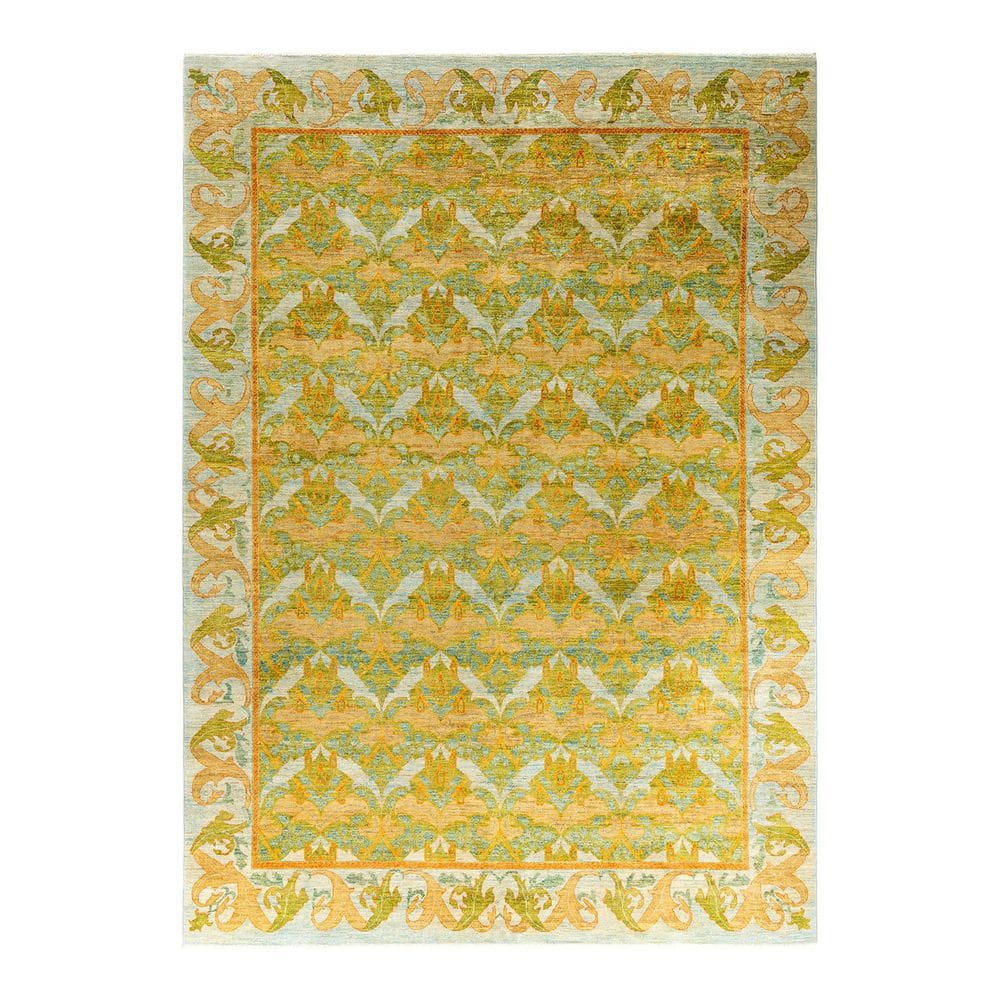 Chloe & Olivia Home Arts & Crafts Green 9 ft. x 12 ft. Floral Wool ...