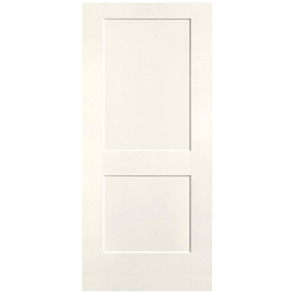 Masonite 36 in. x 80 in. 2-Panel Logan Single Bore Solid Core Ivory ...