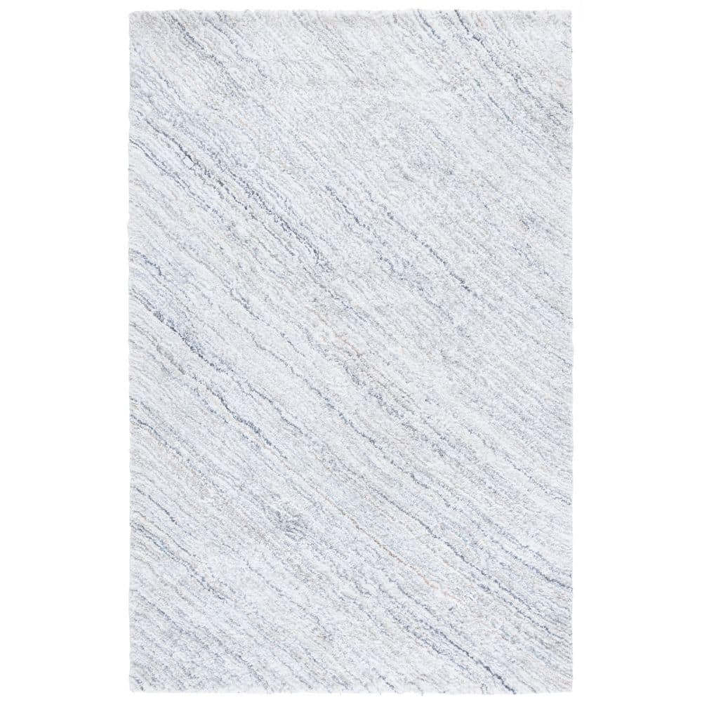 SAFAVIEH Glory Shag 5 ft. x 8 ft. Ivory/Light Blue Abstract Wavy Area ...